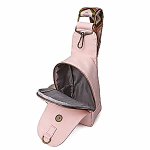 Baolab Women Chest Bag Sling Bag Small Crossbody PU Leather Satchel Daypack for Lady Shopping Travel Fashion Shoulder Strap (Black)