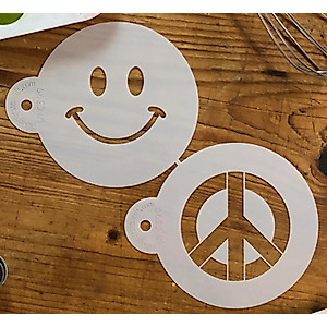 Designer Stencils Peace & Happiness Cookie Set Stencils, Beige/semi-transparent