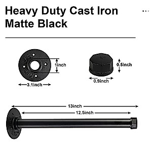 6 Pcs 12 Inch Industrial Pipe Clothes Bar, Pipe Clothing Rack for Hanging Clothes, Wall Mounted Clothes Rack, Wall Clothes Rods, Face Out Pipe Racks for Retail Boutique Display