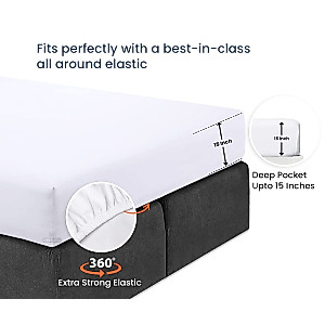 SGI 500 TC 100% Egyptian Cotton Bed Sheets, Luxurious Soft for Premium Hotel Quality 4Pc Sheet Set - 1 Fitted Sheet, 1 Flat Sheet & 2 Pillowcase 15" inch Deep Pocket (King, Light Grey Solid)