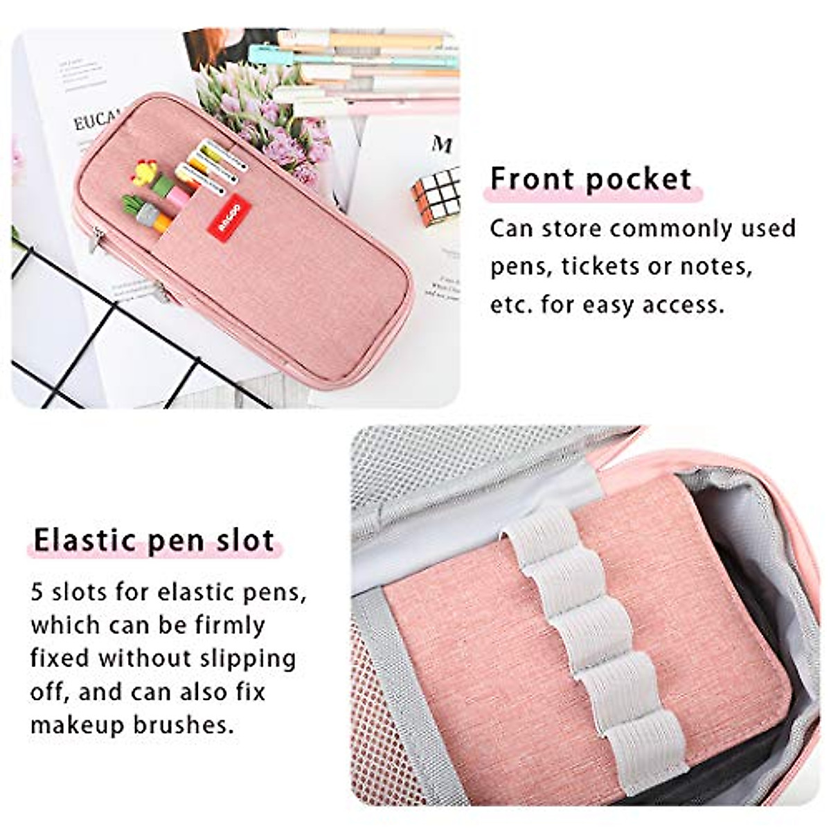 iSuperb Foldable Pencil Case Zipper Big Capacity Canvas Pencil Pouch Stationery Organizers Pen Bag Compartments Cosmetic Makeup Bags for Girls Boys