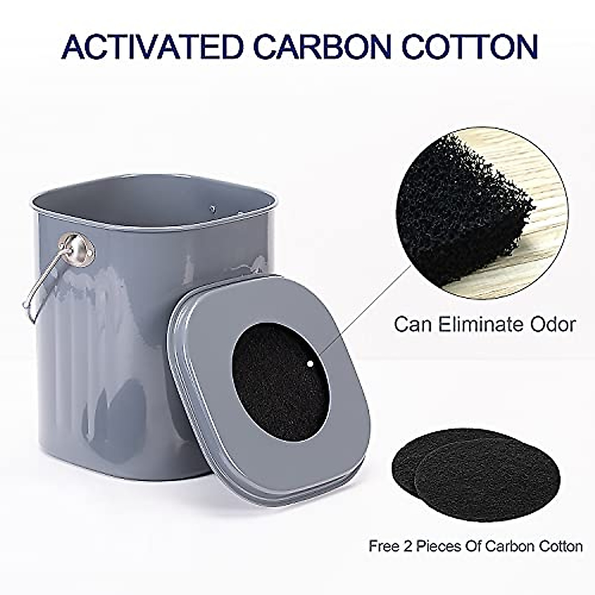 NALATI Nuovoo 1.3 Gal Compost Bin with Lid for Kitchen Countertop, Rust Proofw, Non Smell Filters (Grey)