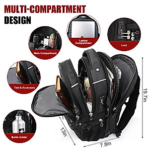 StarCloud Travel Laptop Backpack Men - Heavy Duty, USB 2.0 Charger Port - Durable Commute and College Backpacks Featuring Anti-Theft Lock and Dedicated Laptop & Tablet Protection, Fits 17" Notebook