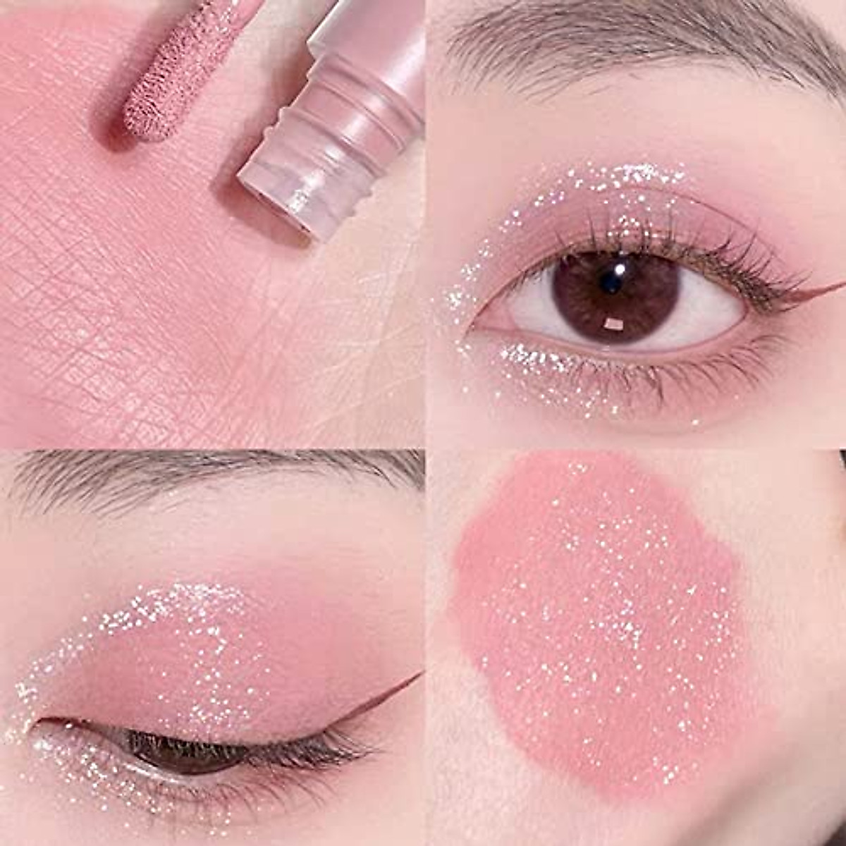 6 Colors Liquid Glitter Eyeshadow Sparkle Eye Makeup Sticks Set.Quick Drying & Easy to Apply.Pink#