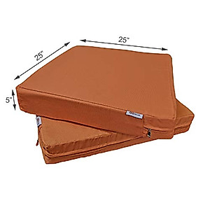 QQbed 4 Pack Outdoor Patio Chair Waterproof Cushion Pillow Seat Duvet Covers 25"X25"X5" - Replacement Covers Only (25"X25"X5" 4 Packs, Rust)