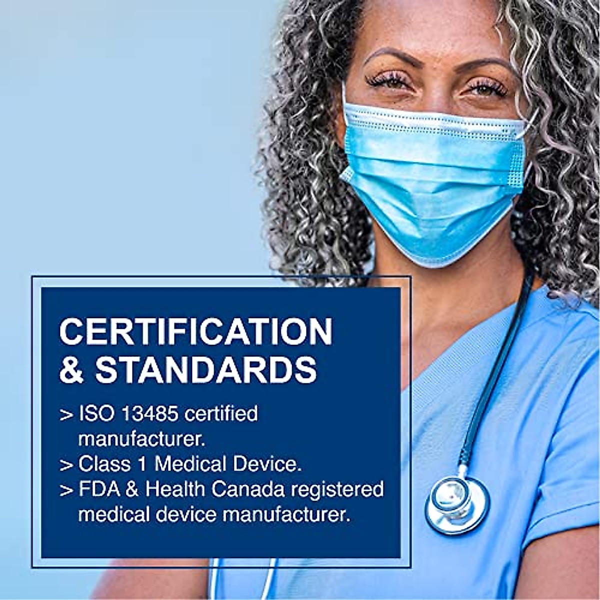 Medicom Expressions Disposable Face Masks - Box of 50 ASTM Level 3 Surgical Masks - 3 Layer Medical Masks Made in Canada - Blue Adult Masks