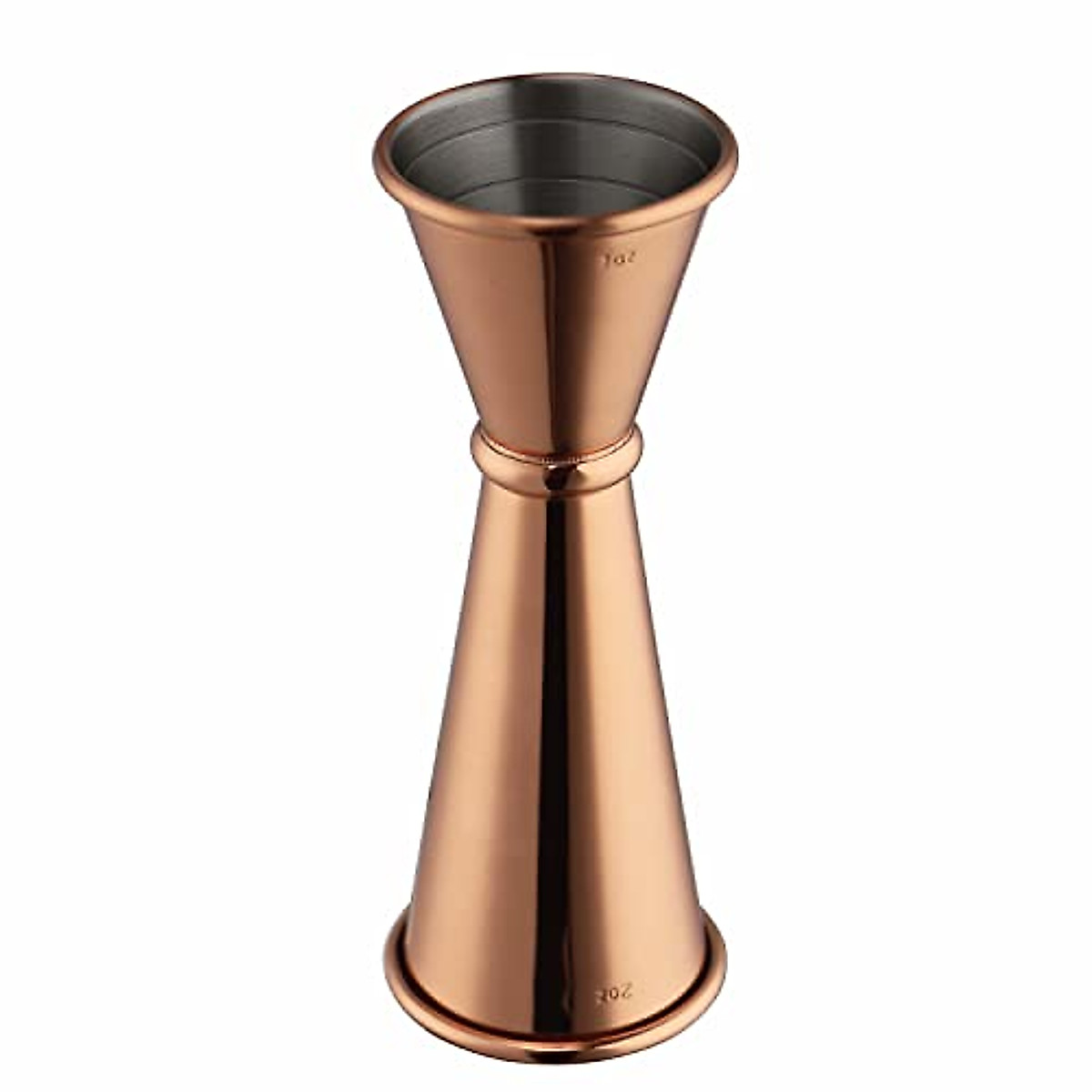 BGM.FOX® Japanese Style Double Jigger 2 oz 1 oz Cocktail Bar Jigger with Measurements Inside,Copper
