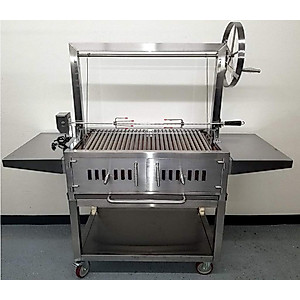 Charcoal Outdoor BBQ, Stainless Steel #430 Body and #304 Grates, Rotisserie Parrilla Santa Maria/Argentine Grill Spit