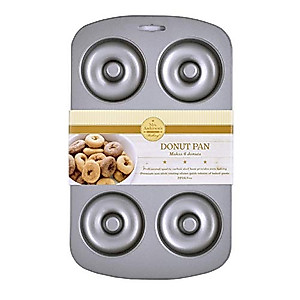 HIC Kitchen Nonstick 6-Cup Donut Pan, Carbon Steel with Quick-Release Non-Stick Coating, PFOA Free, 10.5-Inches x 7-Inches