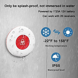 Daytech Wireless Caregiver Pager Call Button Elderly Medical Nurse Alert System for Elderly Monitoring/Seniors with 2 SOS Call Panic Buttons & 2 Watch Pagers, 500+Feet 3 Receivers