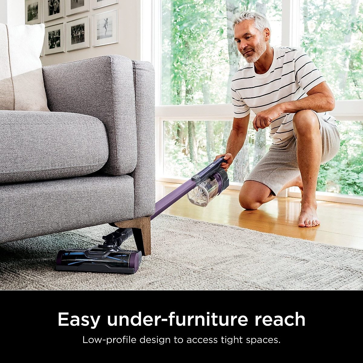 Shark WZ240 Pet Cordless Stick Vacuum Self-Cleaning BrushRoll, PowerFins, Crevice Tool & Upholstery Tool, 40min Runtime, Purple/Grey (Renewed)