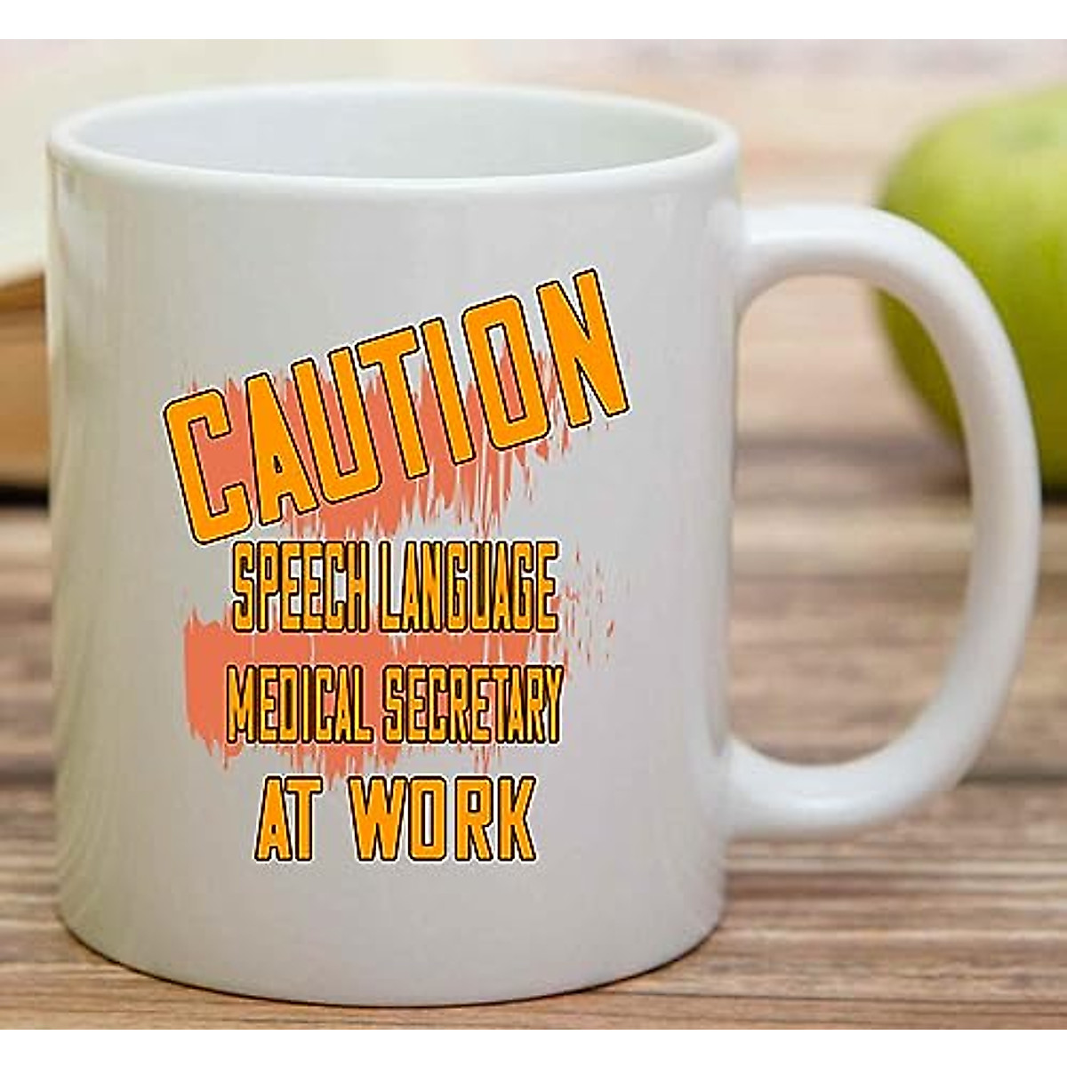 Humorous Gift for Speech Language Medical Secretaries, Perfect for Halloween, Birthday or Christmas - Caution Speech Language Medical Secretary At Work Funny Quote on 11 Oz White Ceramic Coffee Mug