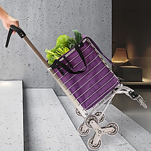 35L Folding Shopping Cart with Wheels Portable Stair Climbing Climber w/Oxford Cloth Bag for Luggage Laundry Camping Transport Shopping Purple