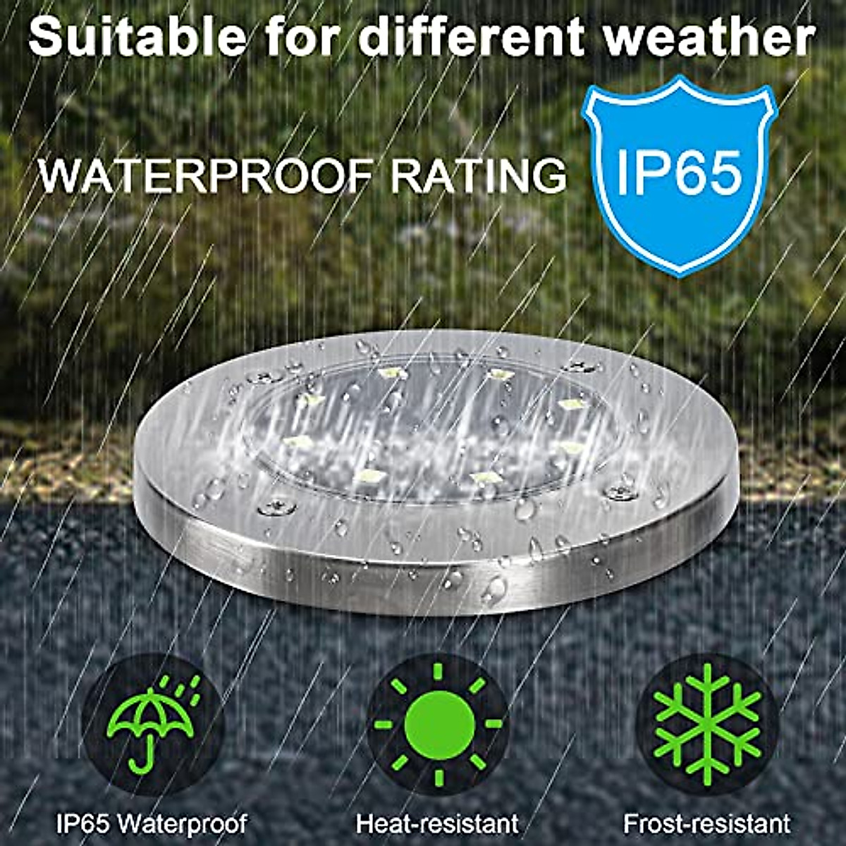 Solar Lights Outdoor, 8 LED Solar Garden Lights, Disk Lights Waterproof Solar Ground Lights Outdoor Landscape Lighting for Patio Pathway Lawn Yard Deck Driveway Walkway
