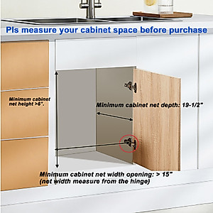 DINDON Pull Out Cabinet Organizer (14" W x 18" D) 1 Tier, Single Tier Oak Wood Under Cabinet Slide Out Shelf Drawer Box…