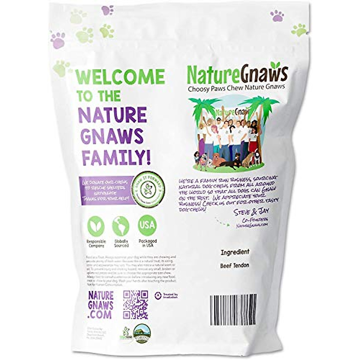 Nature Gnaws Tendons for Dogs - Premium Natural Beef Sticks - Simple Single Ingredient Tasty Dog Chew Treats - Rawhide Free - 4-5 Inch (8 oz)