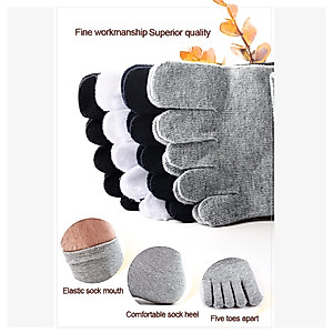 Kayzyue Men Toe socks Running Five Finger Socks Low Cut Athletic Running Socks Running Cotton Socks - 5 Pairs Size 7-11