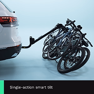 KAC Ride S4 Hitch Mounted 4-Bike Suspension Rack, Quick Release Handle, Double Folding, Smart Tilting Design, RV Use Prohibited, 2" Hitch