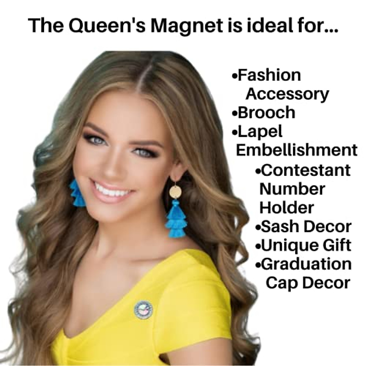 AB Queen Magnet Pageant Contestant Number Sash Fashion Accessory Brooch The Queen's Magnet