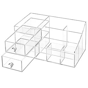 HBlife Clear Acrylic Makeup Organizer, 11.2X6.9X5.6 Inches Large Skincare Organizers and Storage 7 Compartments Cosmetic Organizer for Vanity Bathroom