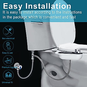 Affheny Bidet Attachment for Toilet , Cold Water Non-Electric Bidet Toilet Water Sprayer with Adjustable Water Pressure Nozzle , Angle Control & Easy Installation（Black）