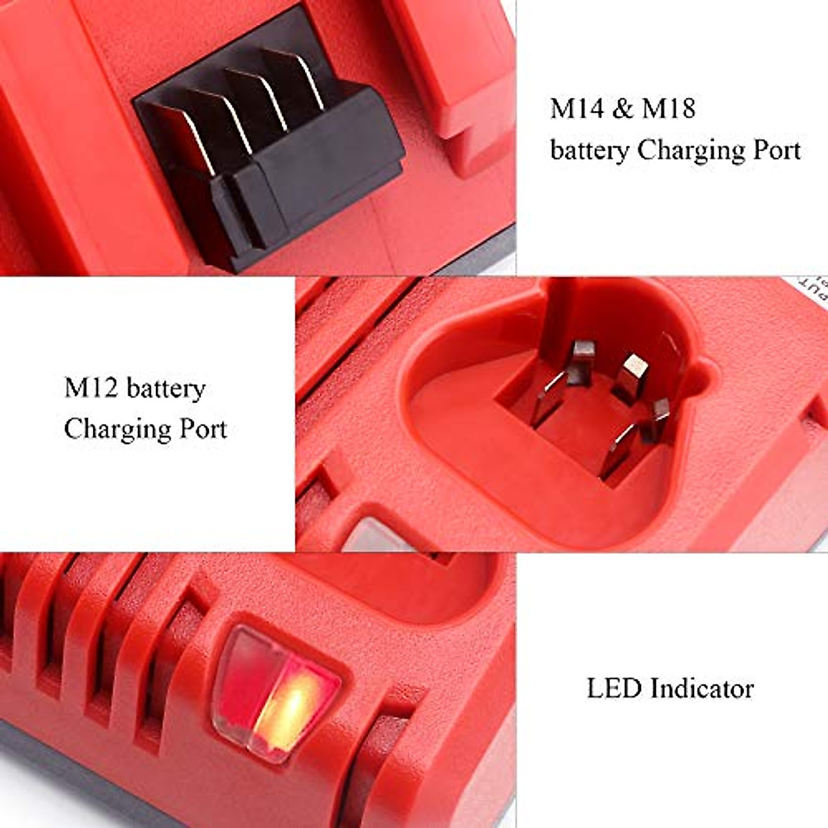 Yongcell M18 & M12 Lithium Ion Battery Charger Compatible with Milwaukee 12V-18V Li-ion Battery 48-11-2420 48-11-2440 48-11-1820 48-11-1840 48-11-1850 48-11-2401 48-11-1890 Yongcell M18 & M12 Lithium Ion Battery Charger Compatible with Milwaukee 12V-18V L