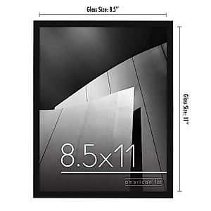 Americanflat 8.5x11 Thin Picture Frame in Black with Shatter Resistant Glass - Horizontal and Vertical Formats for Wall and Tabletop
