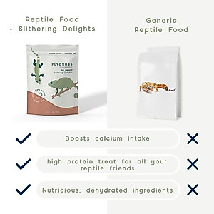 Slithering Delights Dried Mealworms for Reptiles - 3.5 oz lizard food for Bearded Dragon & Reptile Food Treats for Pet Lizard, Gecko, Tropical Fish and Birds, Turtles - Dehydrated High Protein content