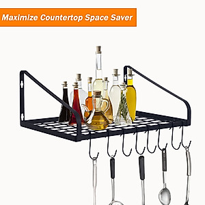 ZHOHO TANT Hanging Pot Rack Pot Pan Rack Wall Mounted Pan and Pot Hanger with 8 Hooks for Kitchen Cookware Utensils 2 DIY Methods Black Steel Pan and Pot Hanging Organizer