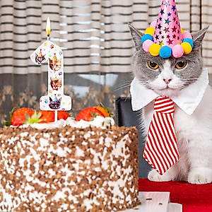 Cat Birthday Number Candles Cat Paw Print Themed Birthday Candles Cat Paw Print Numeral Cupcake Topper for Birthday Cake Kitten Pet Theme Decorations Party Supplies(Number 1)