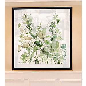 Renditions Gallery Sage Garden II Leaves Art Framed Contemporary Artwork Giclee Canvas Prints Modern Home Wall Decor Painting, 16x16