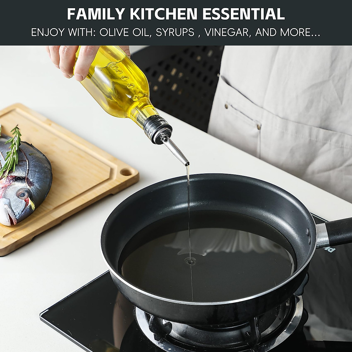 AOZITA 12 Pack Stainless Steel Classic Bottle Pourers Tapered Spout - Liquor Pourers with Rubber Dust Caps