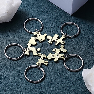 Top Plaza 5 Pcs BFF Best Friend Keychain Friendship Family Keychains Matching Puzzle Keyring Set -“Always together never apart Maybe in distance but never at heart”