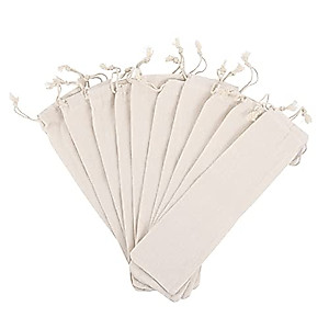 Hemoton 30Pcs Straw Travel Carrying Case Cotton and Linen Pouch Bag Portable Travel Cutlery Bag for Stainless Steel Drinking Straws Cutlery Fork Spoon Storage