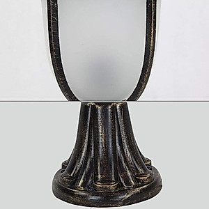 MODEBHD Glass Lantern Waterproof Column Lamp Antirust Aluminum External Patio Courtyard Retro Post Pillar Light Outside Fence Deck Table Light European Vintage Outdoor Garden Column Lamp Pillar Lamp