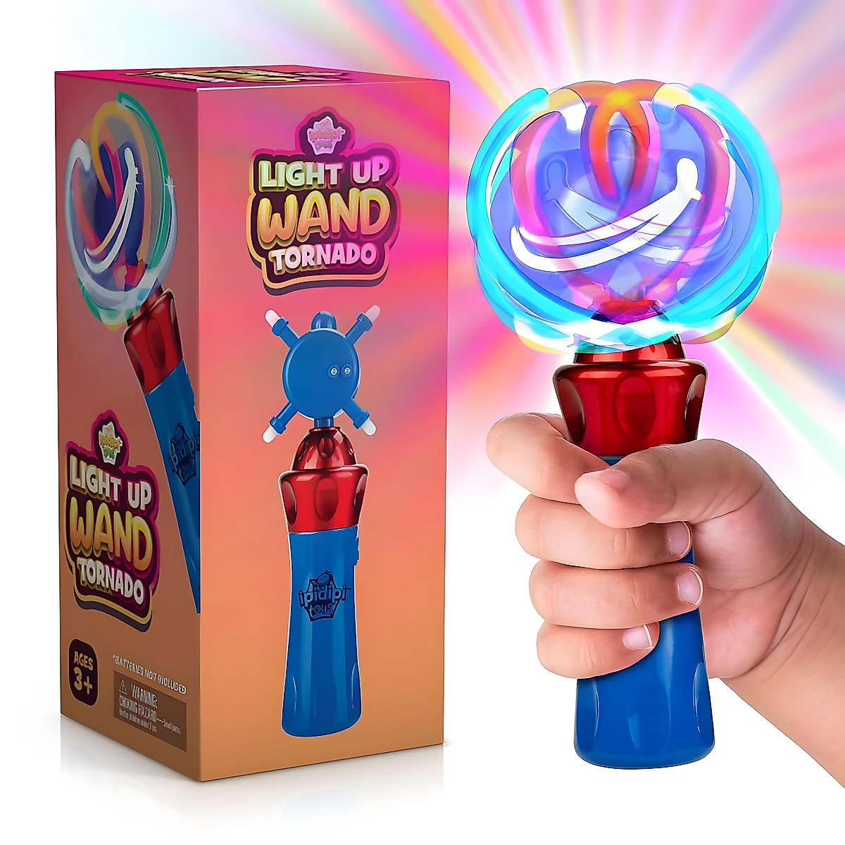 IPIDIPI TOYS Spinning Light Up Wand for Kids – LED Sensory Magic Swirling Light Up Wand, Fun Spinning Toy for Toddlers, Boys and Girls, Christmas Party Favors, Stocking Stuffers, Cool Lighted Spinner