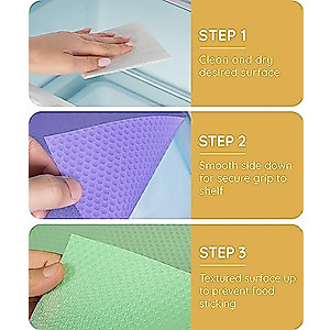 JULY HOME Refrigerator Shelf Liners, Fridge Organizers & Storage, Fridge Mats for Fruit and Vegetables, Washable Fridge & Drawers Liners, Protects Against Spills, Slip Resistant (6 Pack, 17.7"x11.4")