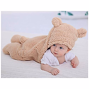 XMWEALTHY Cute Newborn Baby Boys Girls Blankets Plush Swaddle Blankets Brown