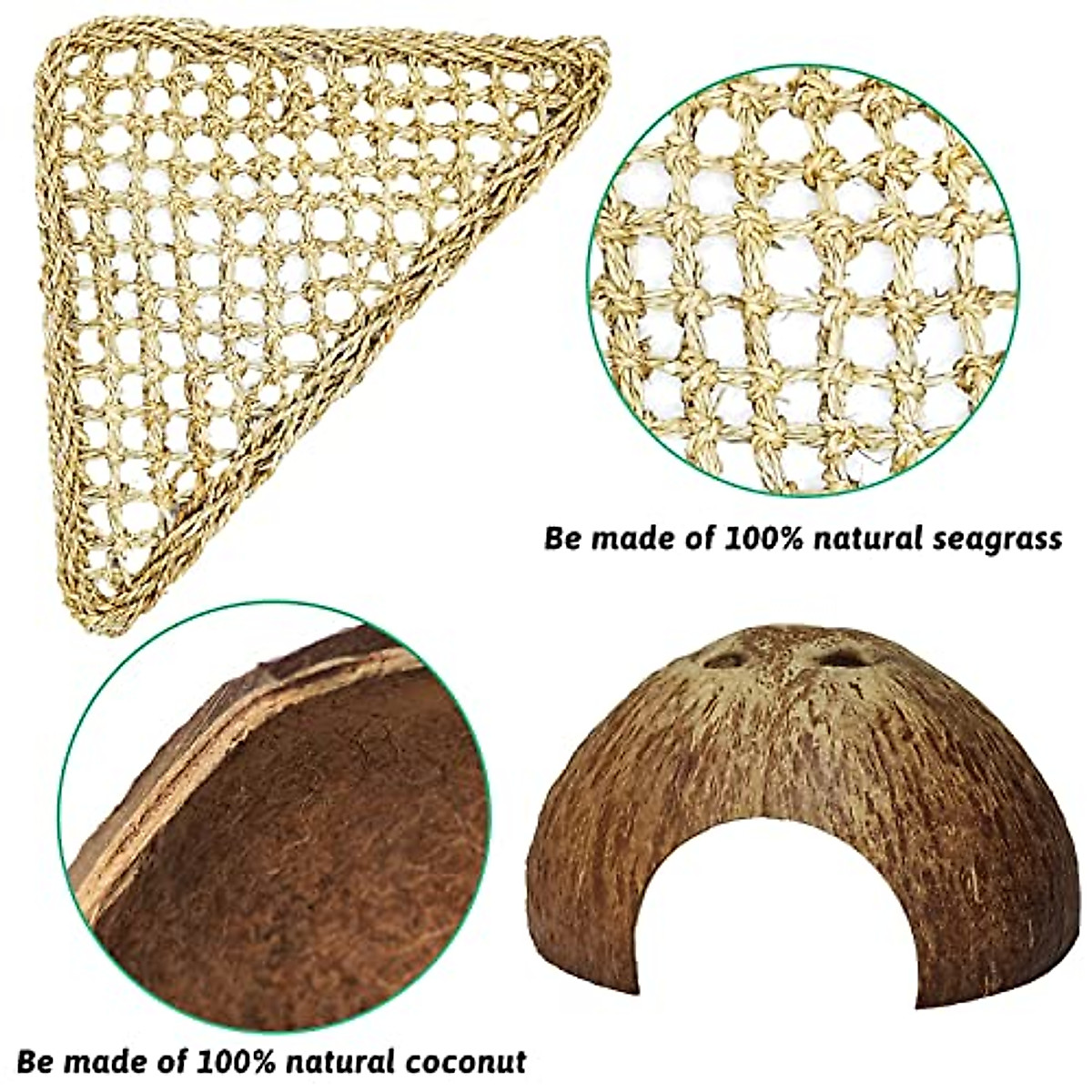 Hamiledyi Bearded Dragon Hammock Lizard Jungle Climber Vines Reptile Corner Branch  Coconut Shell with Suction Cups for Gecko,Snakes,Chameleon