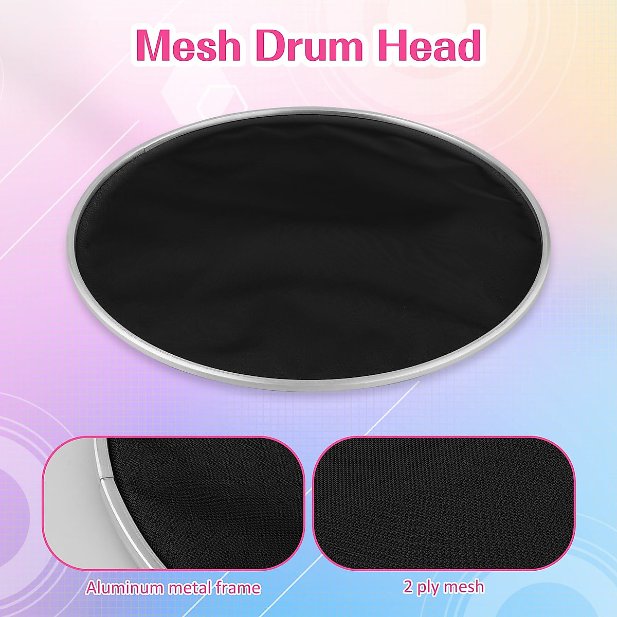 2-Ply Mesh Silent SKIN for Drum Set Replacement, Black, 14inch