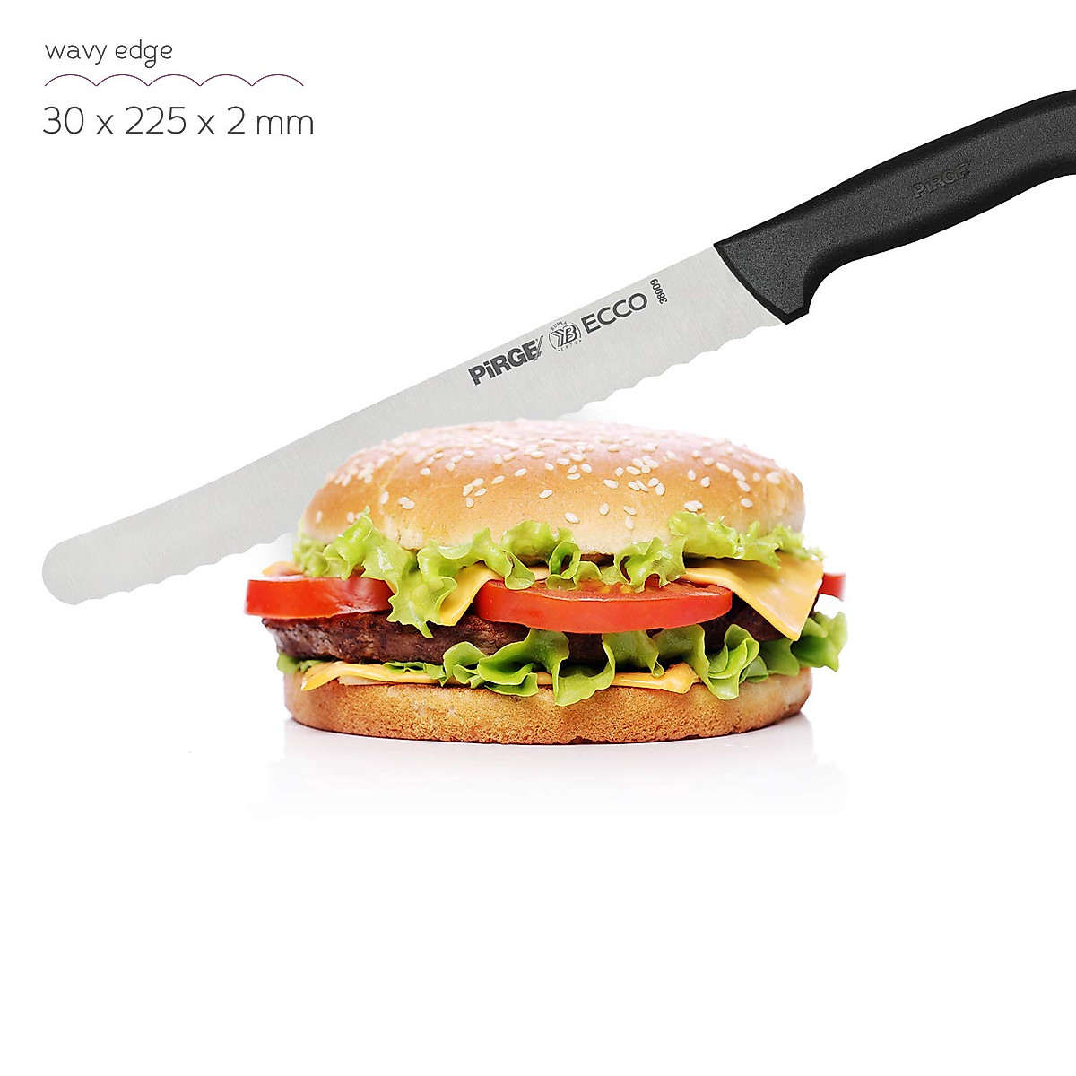 Ecco Bread Knife Large Sharp Stainless Steel Bread Knives Kitchen Knife (8.9" / 22.5cm Wide Bread Knife)