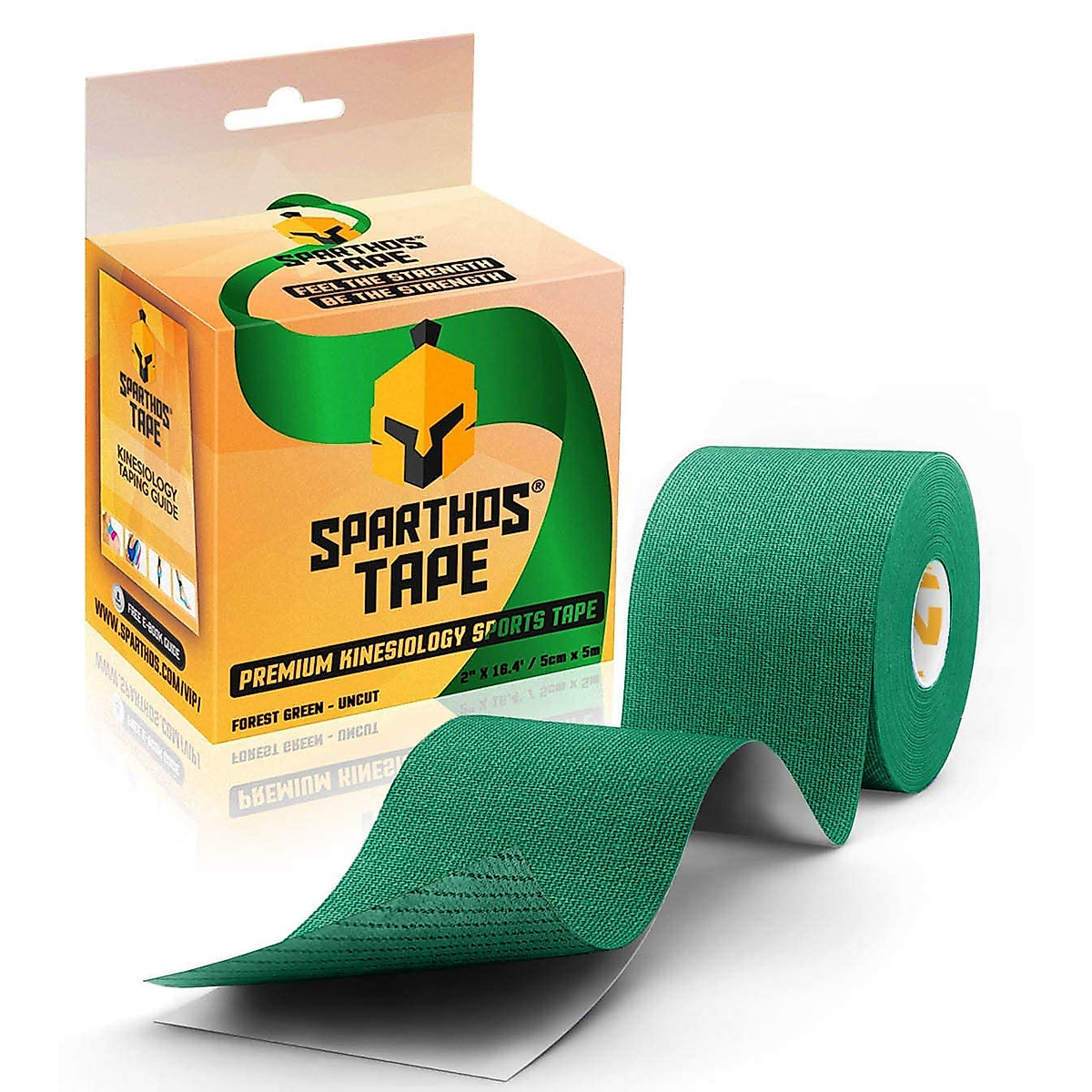 Sparthos Kinesiology Tape [Forest Green - 16.4ft Uncut Roll] x Ice Packs for Injuries [Size Medium + Cover]