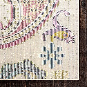 Unique Loom Estrella Collection Colorful, Paisley, Floral, Abstract, Modern Area Rug, 5 x 8 ft, Beige/Pink