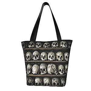 Skulls Head Bones Death Skull Women's Shoulder Handbag Portable Tote Bag Storage Handle Bag
