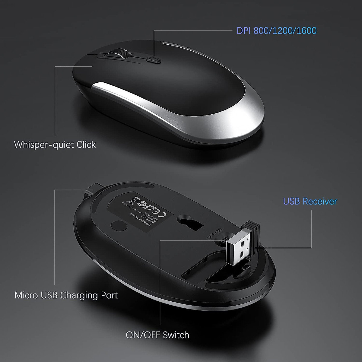 TechGround Rechargeable Wireless Keyboard Mouse, 2.4GHz Ultra Slim Compact Wireless Keyboard Mouse Combo for Laptop, Desktop, Windows