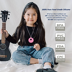 Chew Necklace for Sensory Kids Girls, Chewy Necklace Sensory Chew Toys for Adults with Autism ADHD Anxiety, Silicone Sensory Necklaces for Chewing - 3 Pack