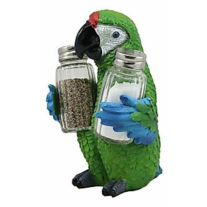 Set Of 1 Tropical Military Macaw Parrot Salt Pepper Shakers