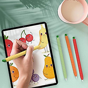 AhaStyle Cute Fruit Design Case Sleeve for Apple Pencil 2nd Gen, Silicone Soft Protective Cover Accessories Compatible with Apple Pencil 2nd Generation, iPad Pro 11 12.9 inch (Yellow)