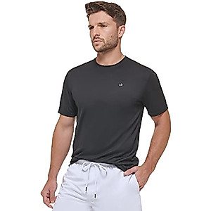 Calvin Klein Men's Standard Light Weight Quick Dry Short Sleeve 40+ UPF Protection, Black, X-Large