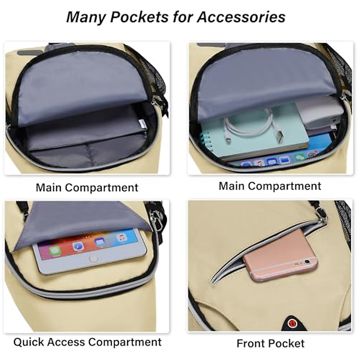 MOSISO Sling Backpack, Multipurpose Crossbody Shoulder Bag Travel Hiking Daypack, Beige, Medium